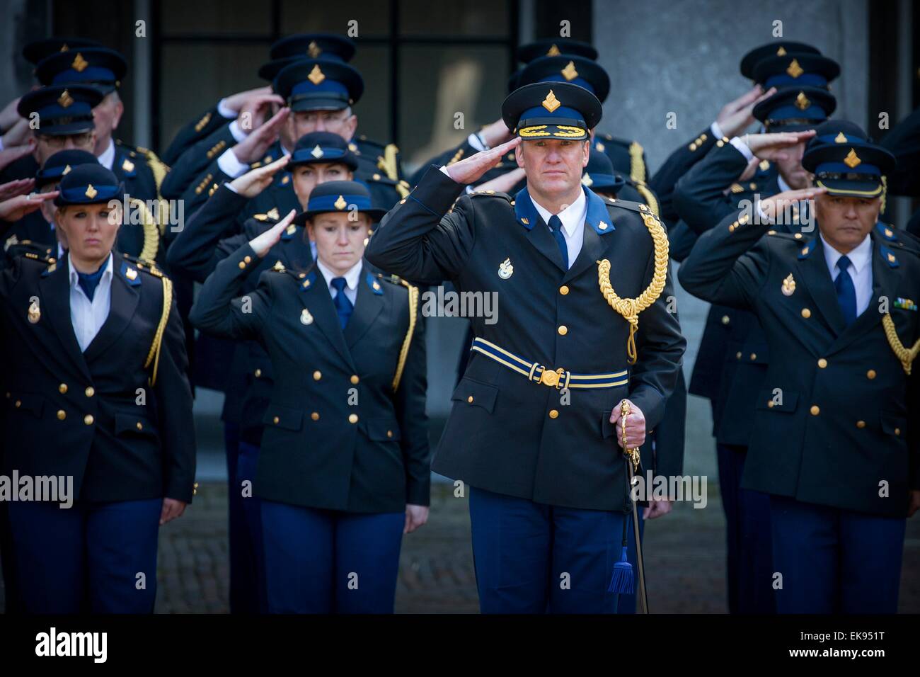 The Hague, The Netherlands. 08th Apr, 2015. Police attends a ceremony ...