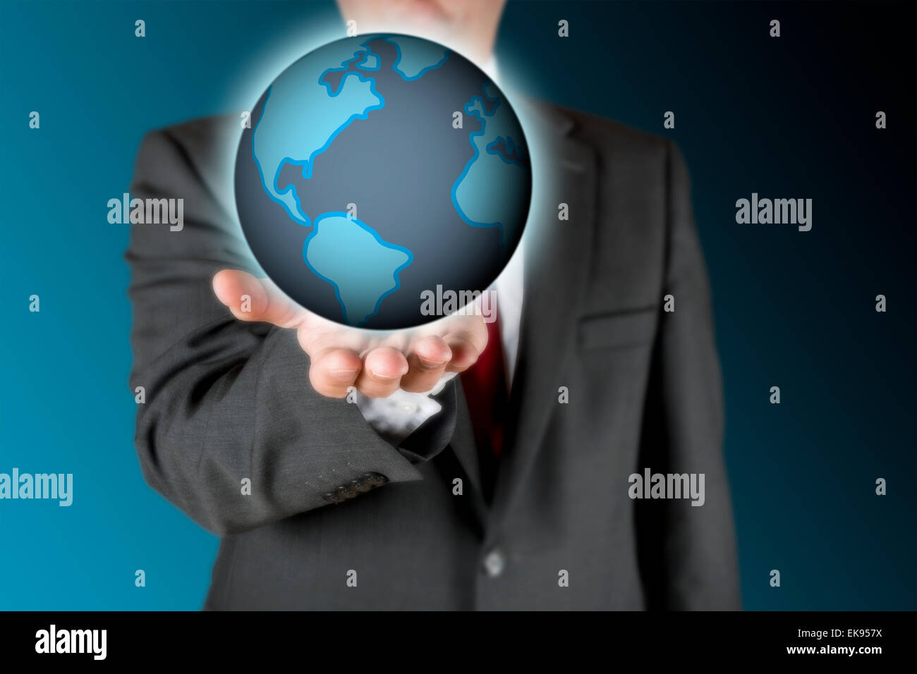 Man is holding earth Stock Photo - Alamy