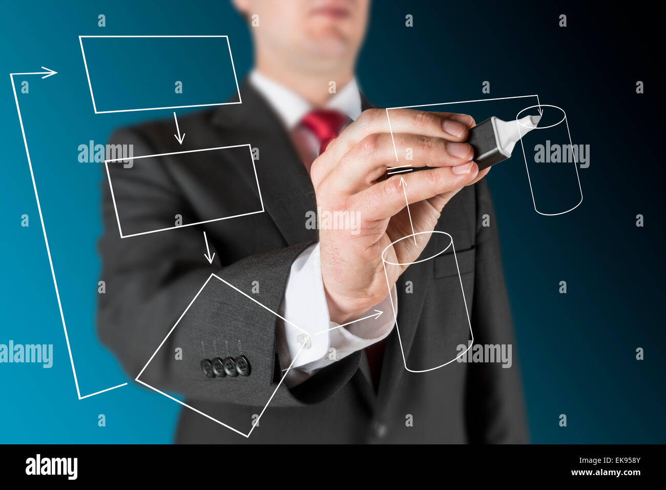 Man is drawing flow chart Stock Photo - Alamy