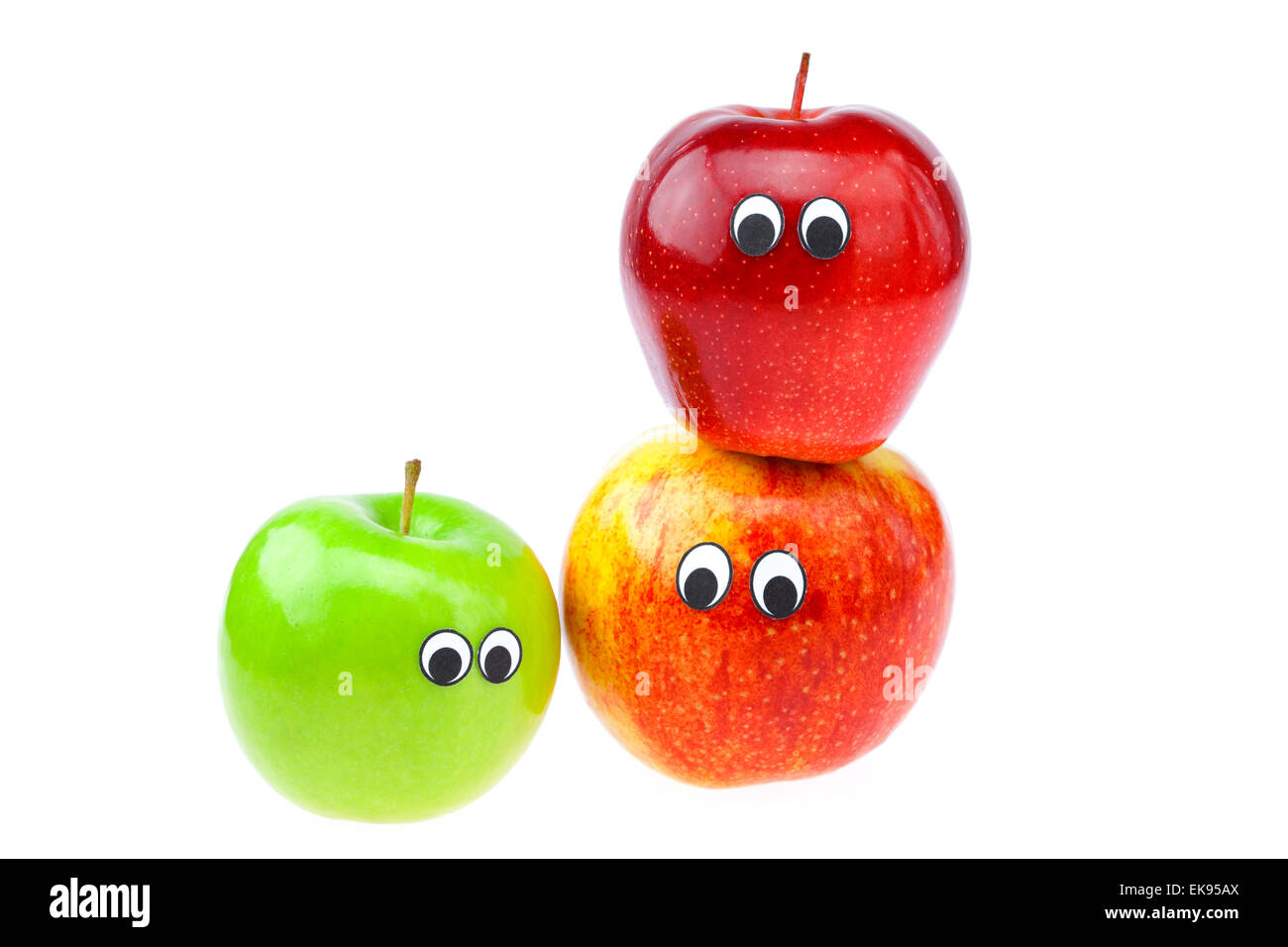 apples with eyes and faces isolated on white Stock Photo - Alamy