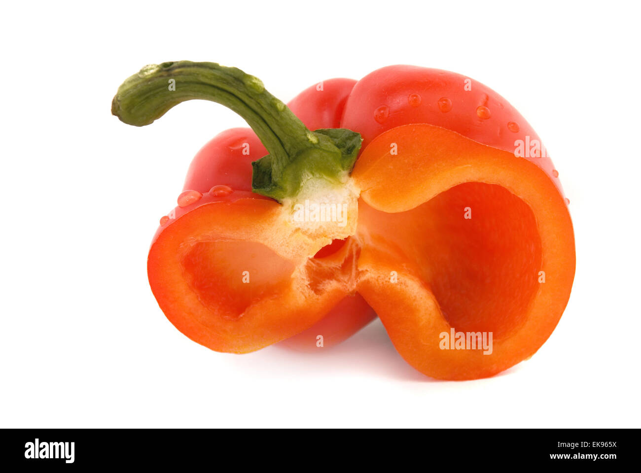 sliced red bell pepper isolated on white Stock Photo - Alamy
