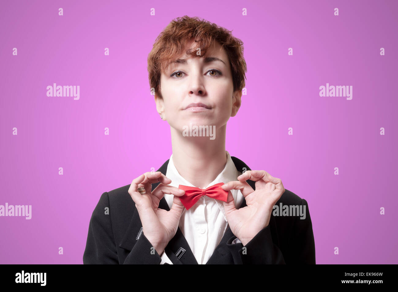 Elegant pink suit with bow hi-res stock photography and images - Alamy