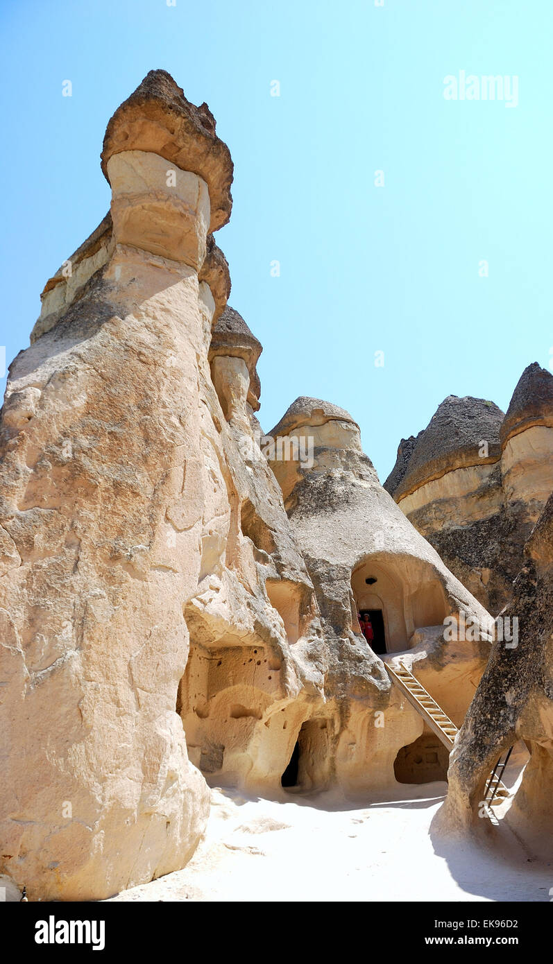 Fairy Chimneys in Cappadocia, Turkey. Carved out by wind erosion on ...