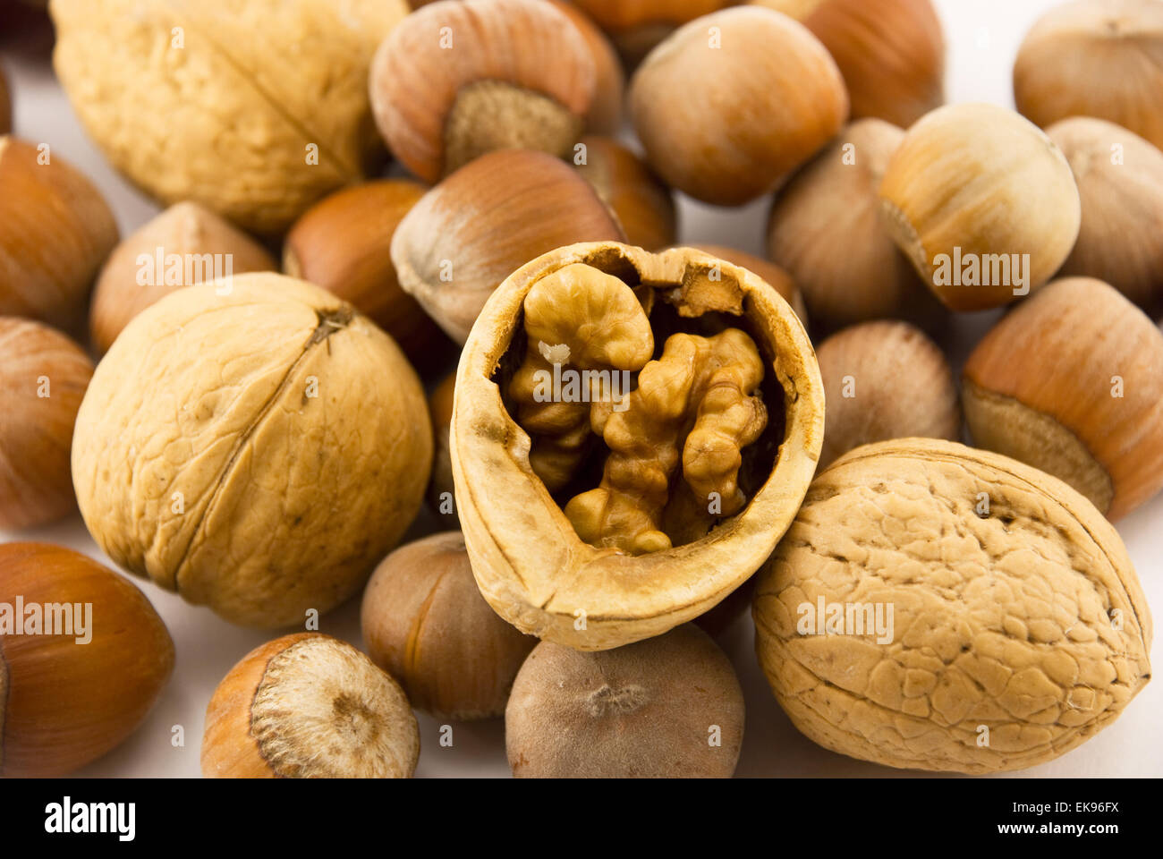 View of three walnuts on white background hi-res stock photography and ...
