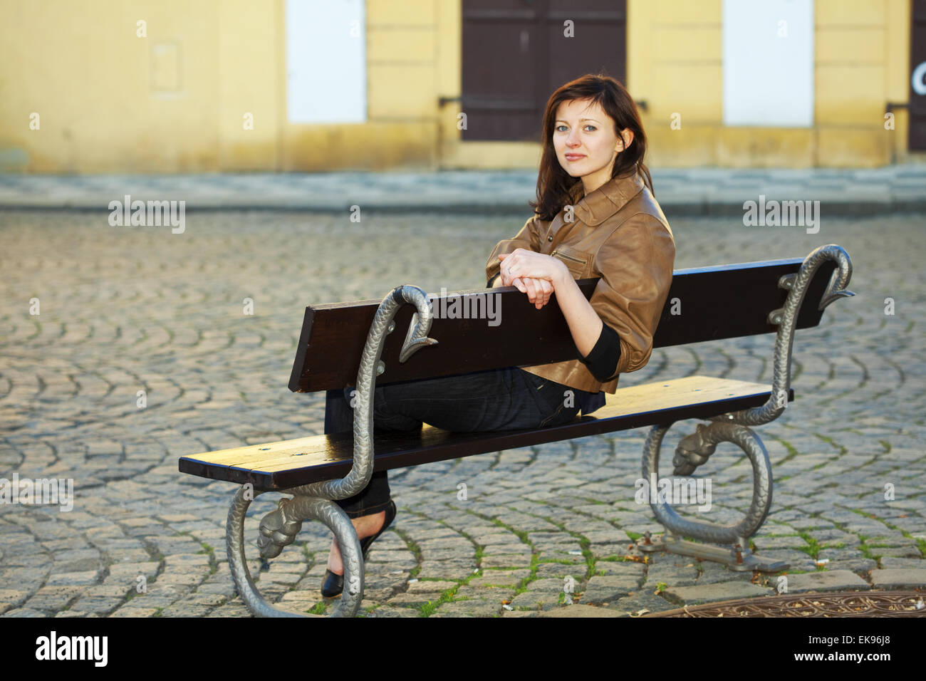 Leg woman sitting on bench hi-res stock photography and images - Alamy