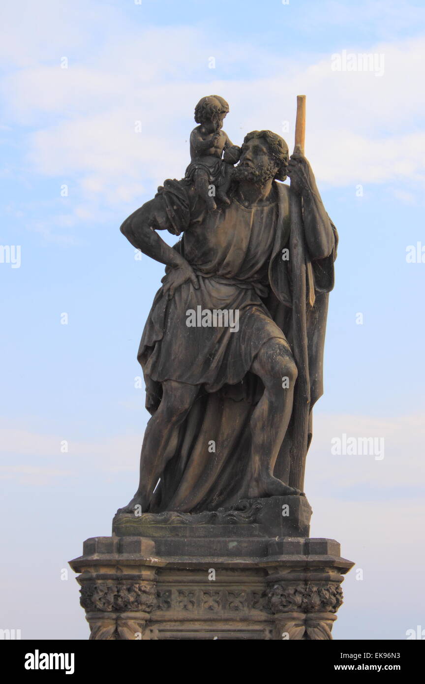 Saint Christopher statue in Charles bridge, Prague Stock Photo - Alamy