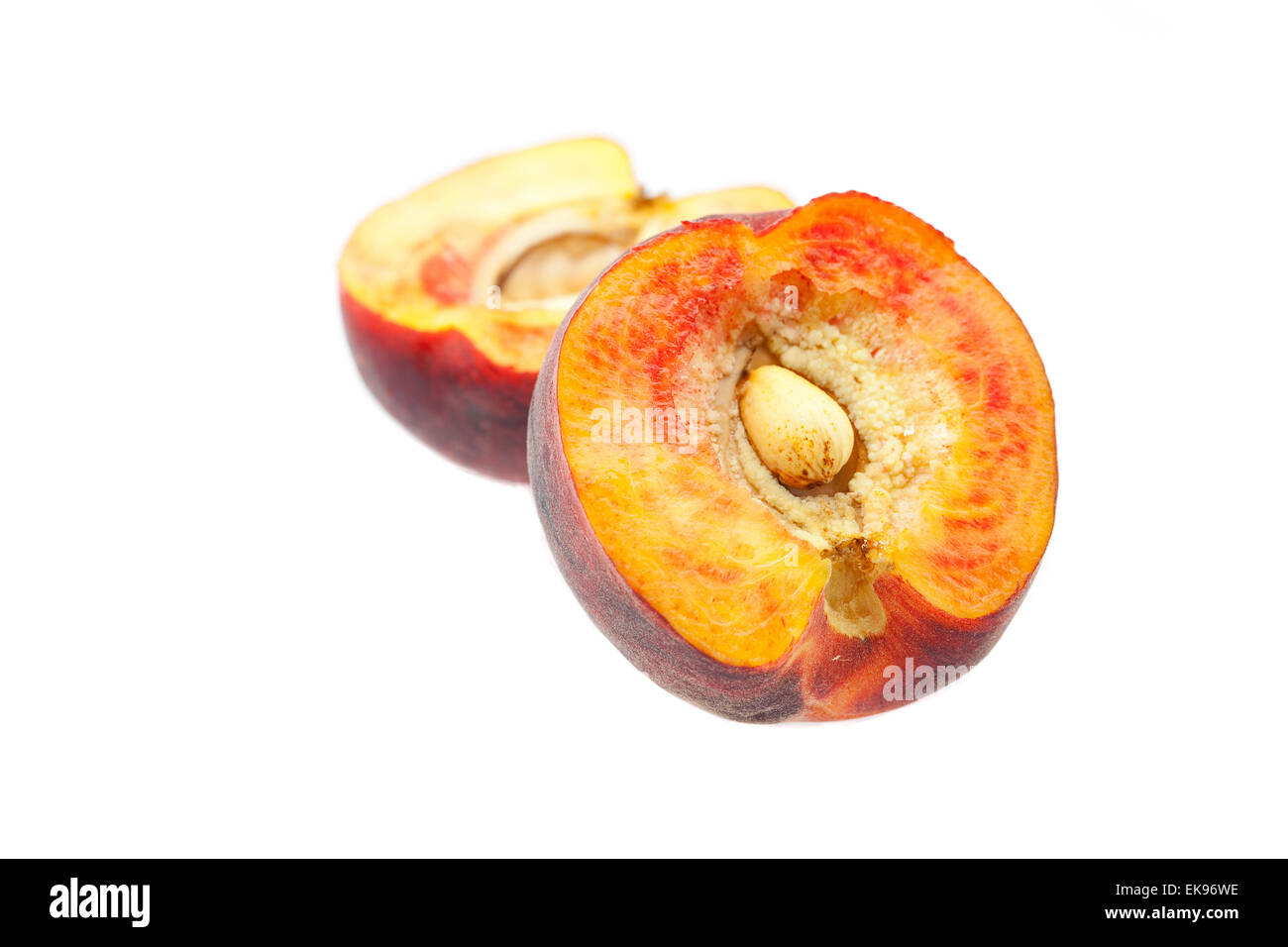 ripe peaches isolated on white Stock Photo - Alamy