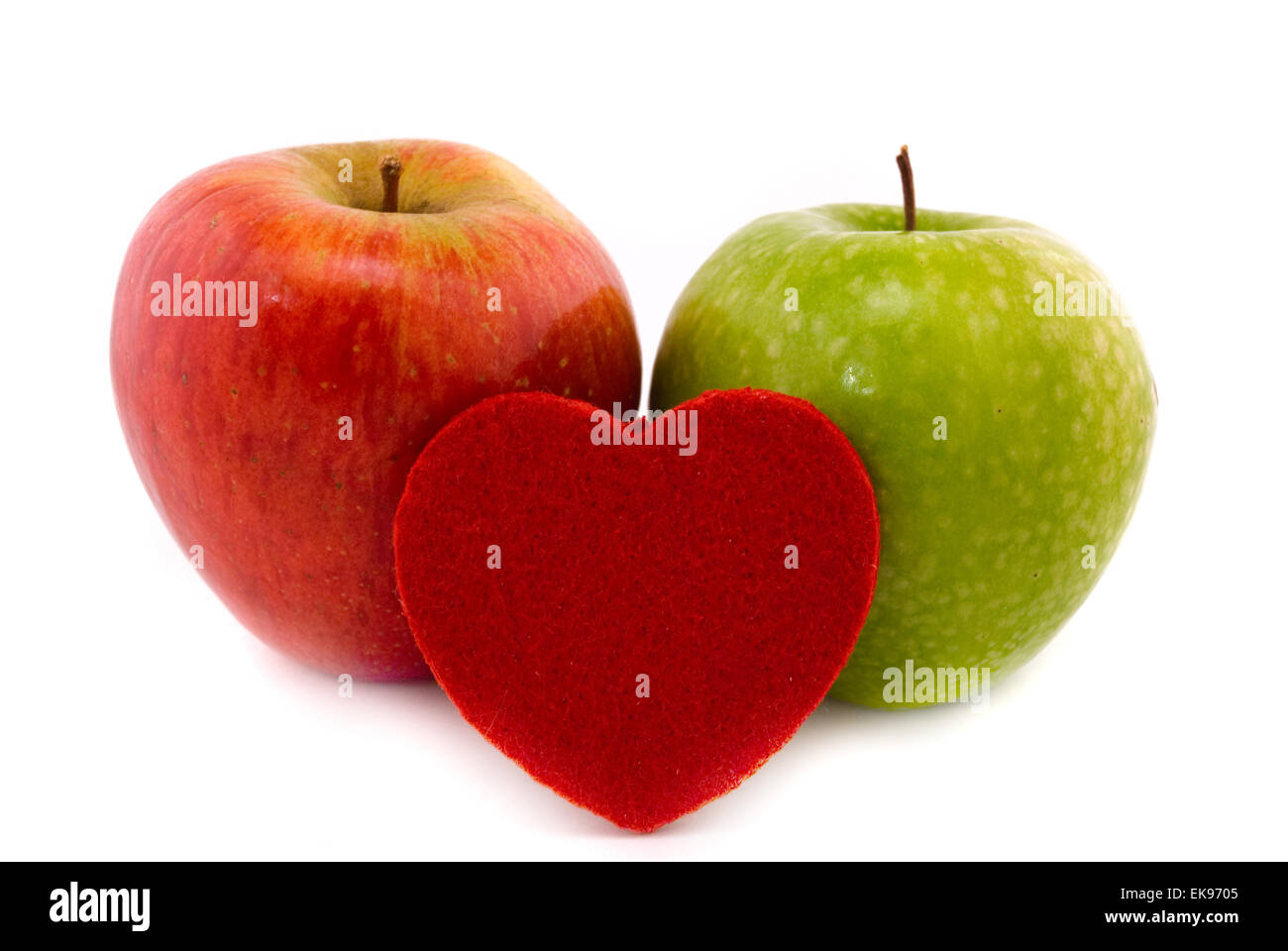 two apples and heart isolated on white Stock Photo - Alamy