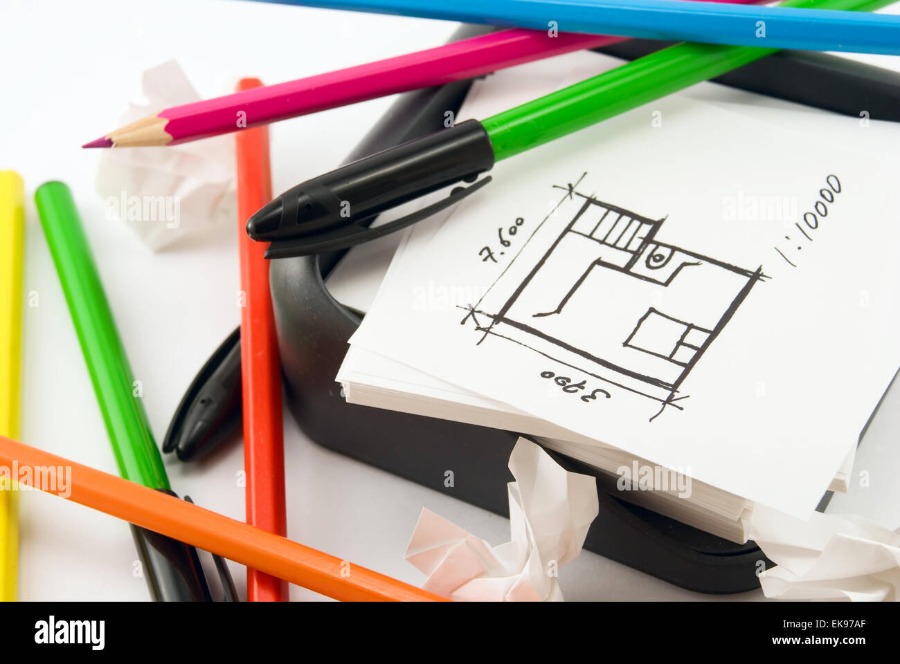 colored pencils and paper Stock Photo - Alamy