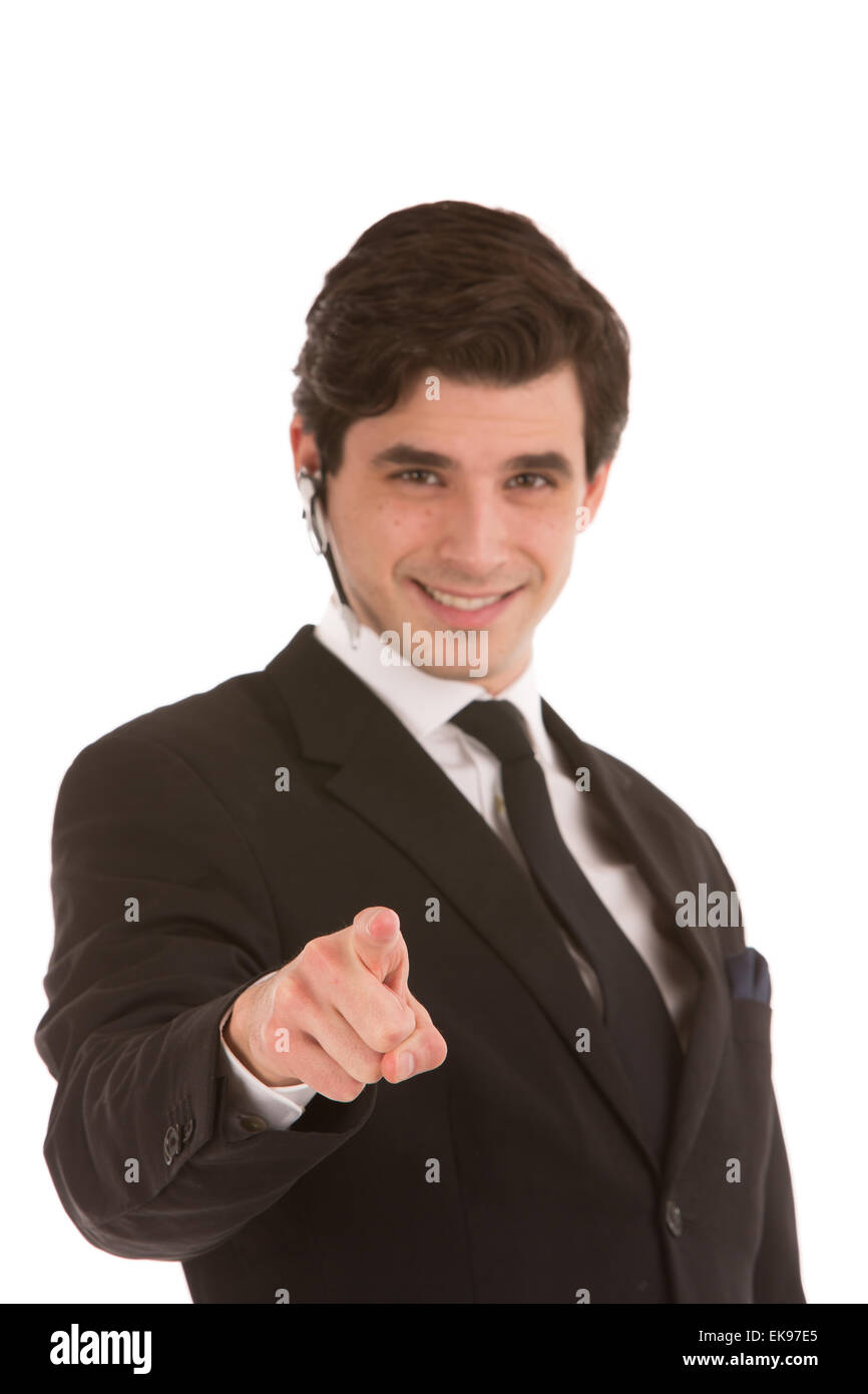 Handsome business man pointing Stock Photo - Alamy