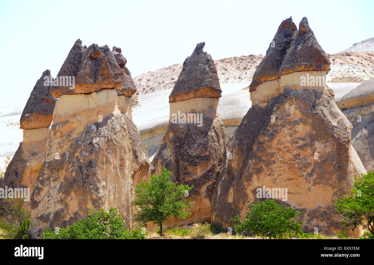 Fairy Chimneys in Cappadocia, Turkey. Carved out by wind erosion on ...
