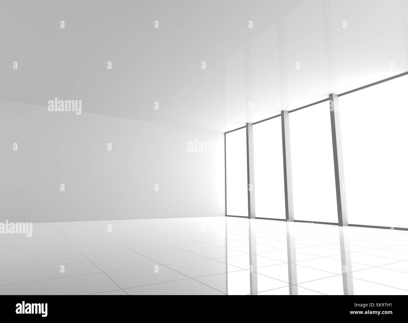 Empty Modern White Interior with Windows Stock Photo - Alamy