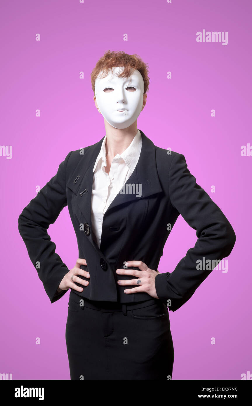 business woman with white mask Stock Photo - Alamy