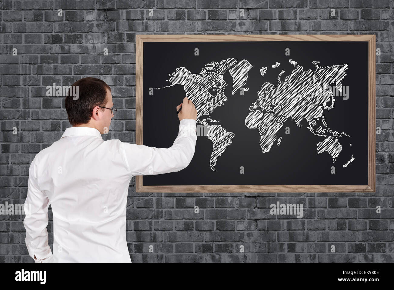 man drawing map Stock Photo - Alamy
