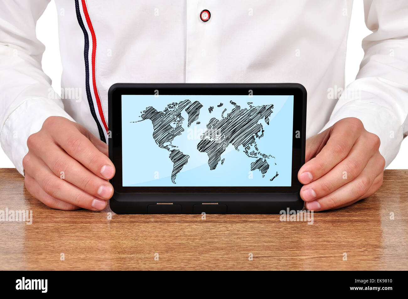 tablet with world map Stock Photo - Alamy