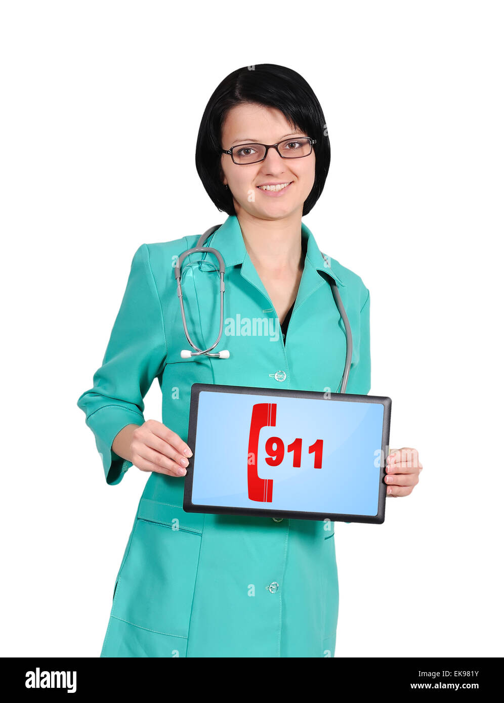911 symbol on touchpad Stock Photo - Alamy