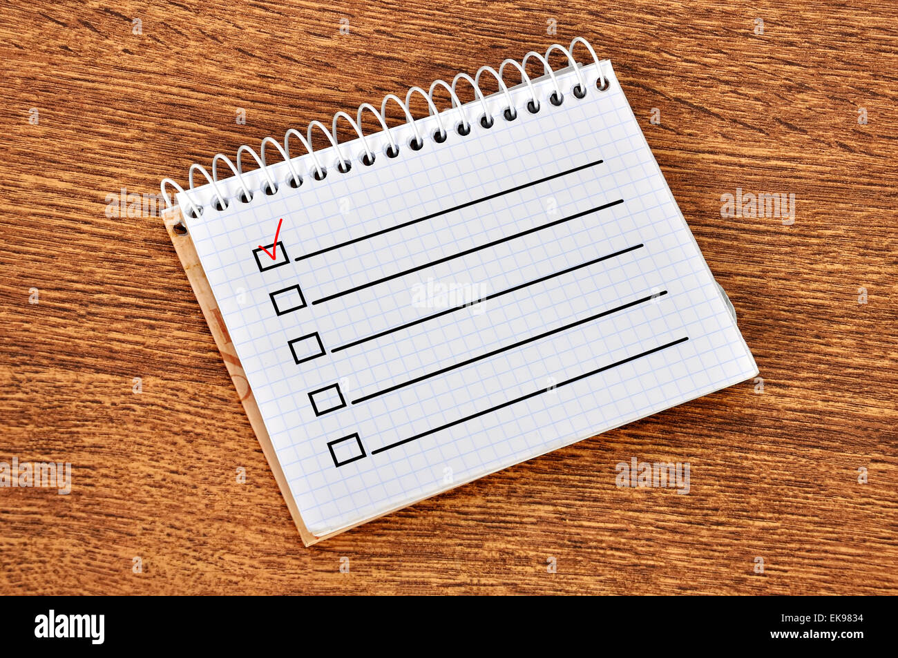 notebook with checklist Stock Photo - Alamy