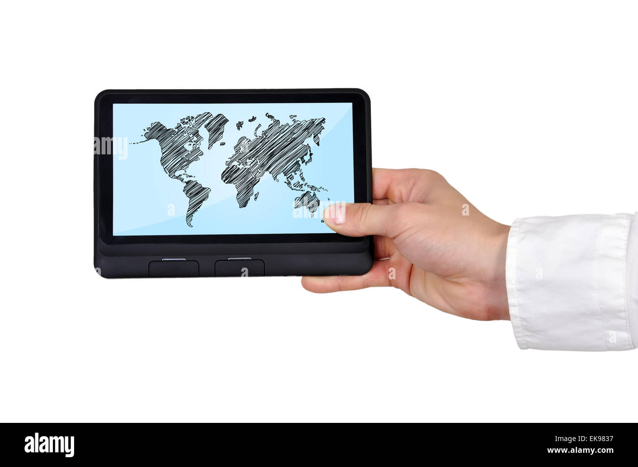 tablet with world map Stock Photo - Alamy