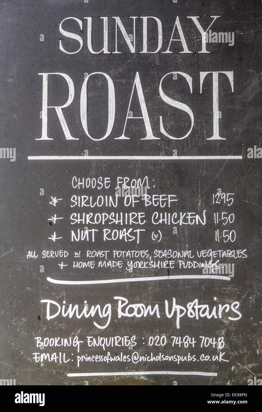 Sunday Roast Lunch Blackboard Stock Photo, Royalty Free Image: 80724413 ...