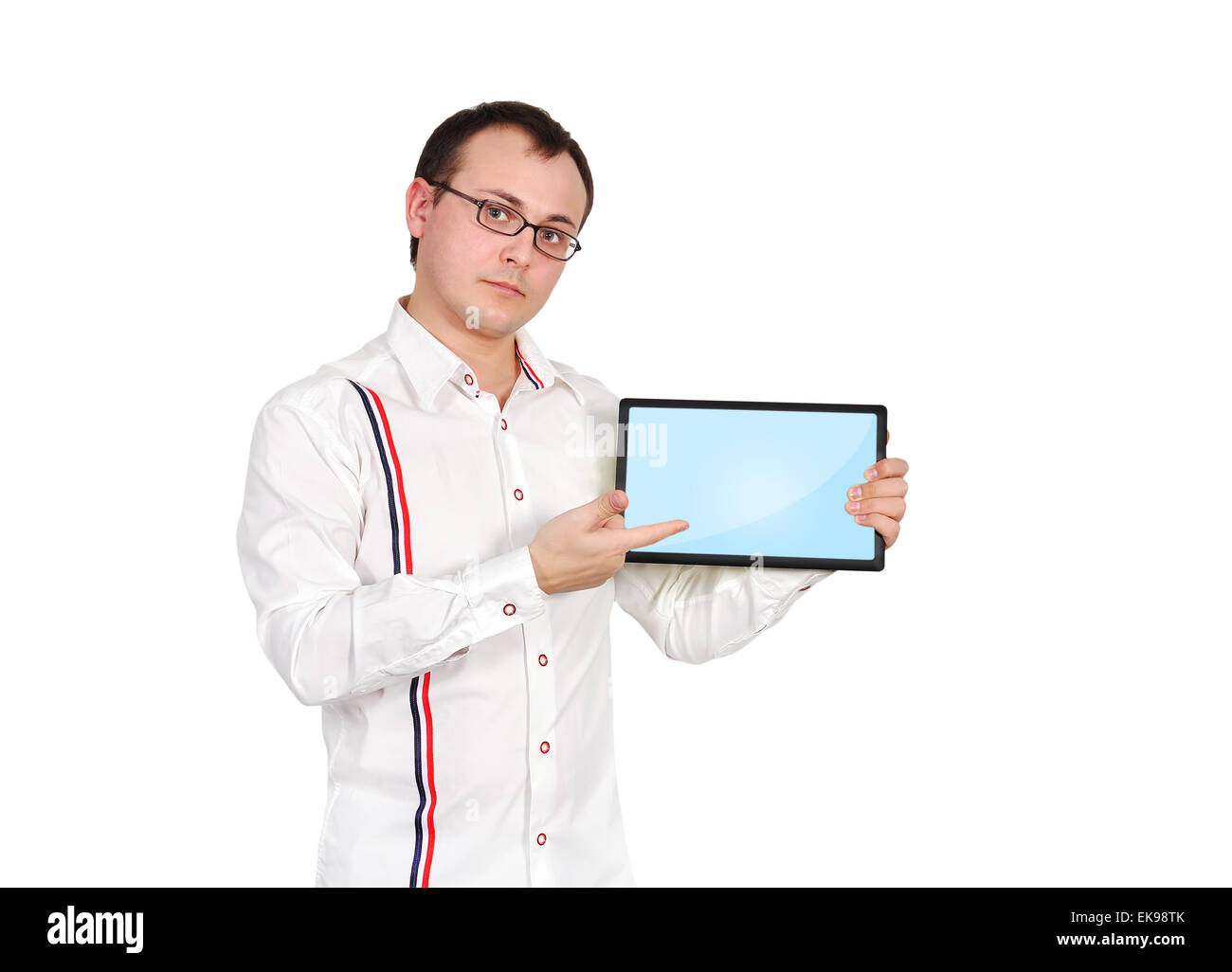 man holding touch pad Stock Photo - Alamy