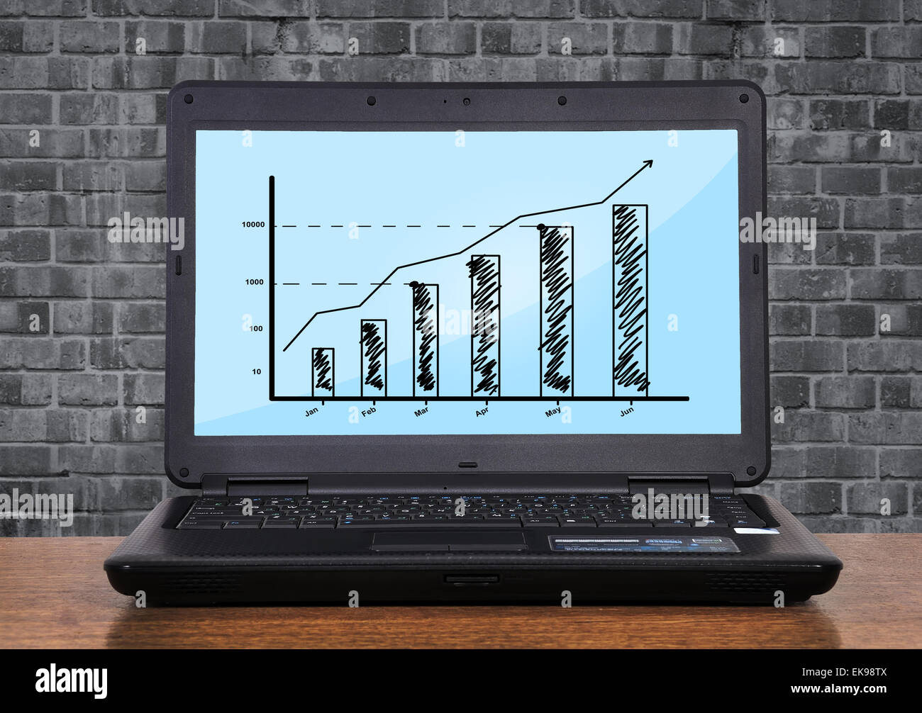 laptop with chart Stock Photo - Alamy