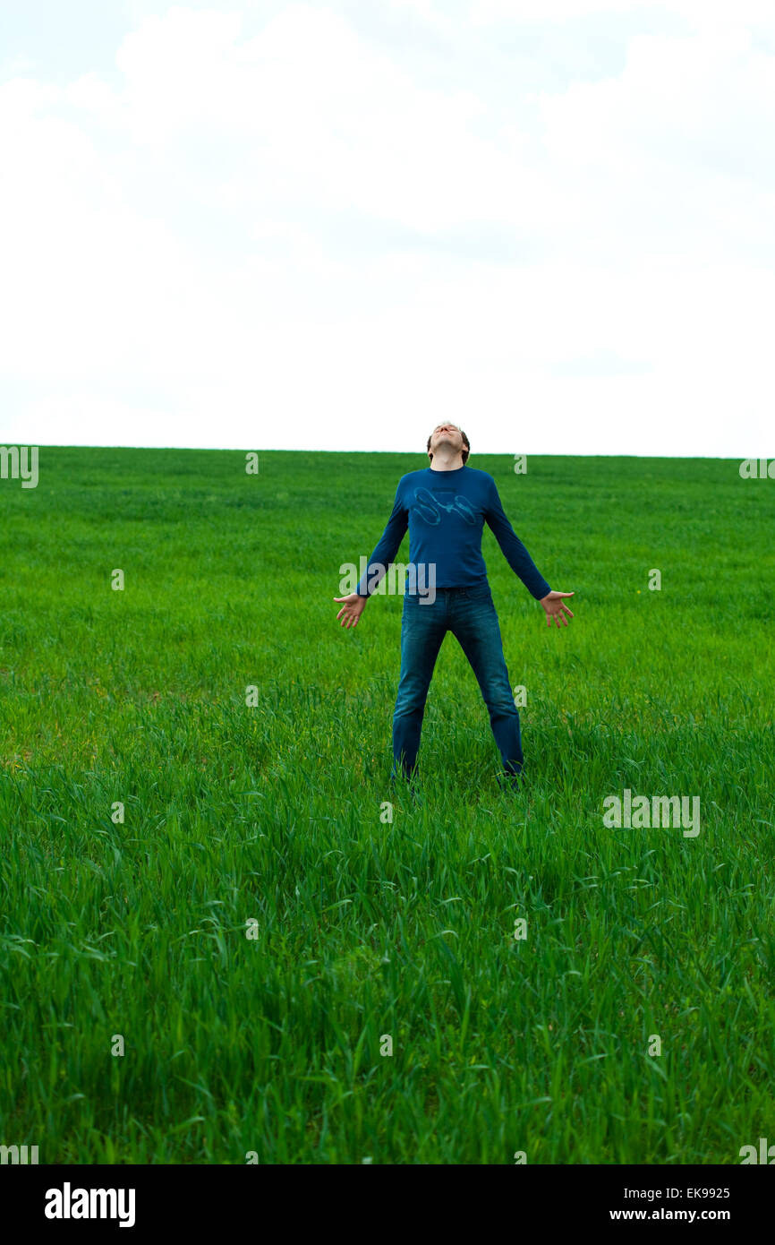 man in the field Stock Photo - Alamy