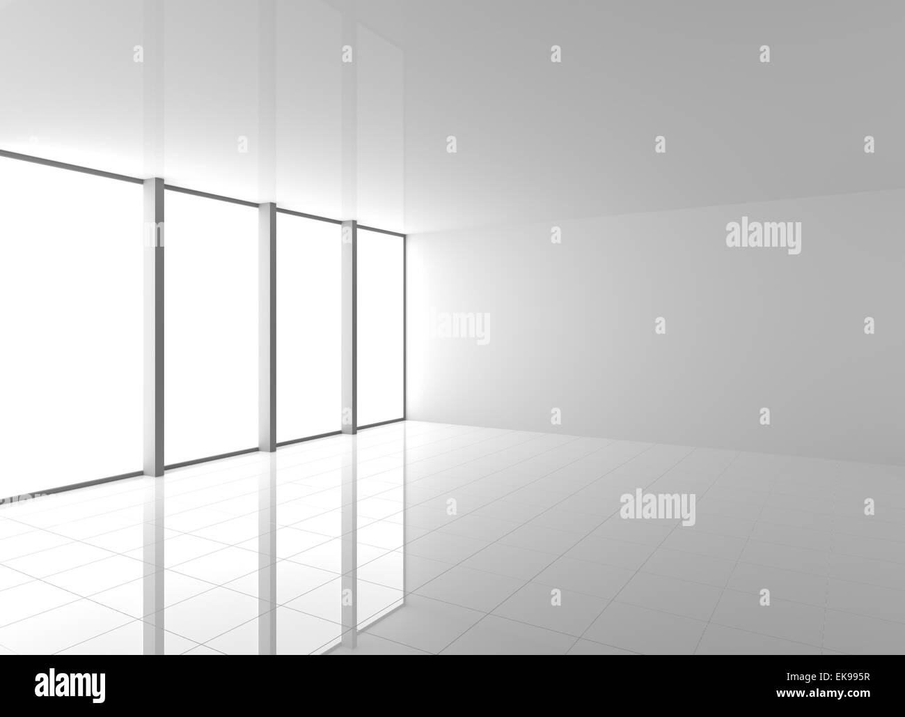 Empty Modern White Interior with Windows Stock Photo - Alamy