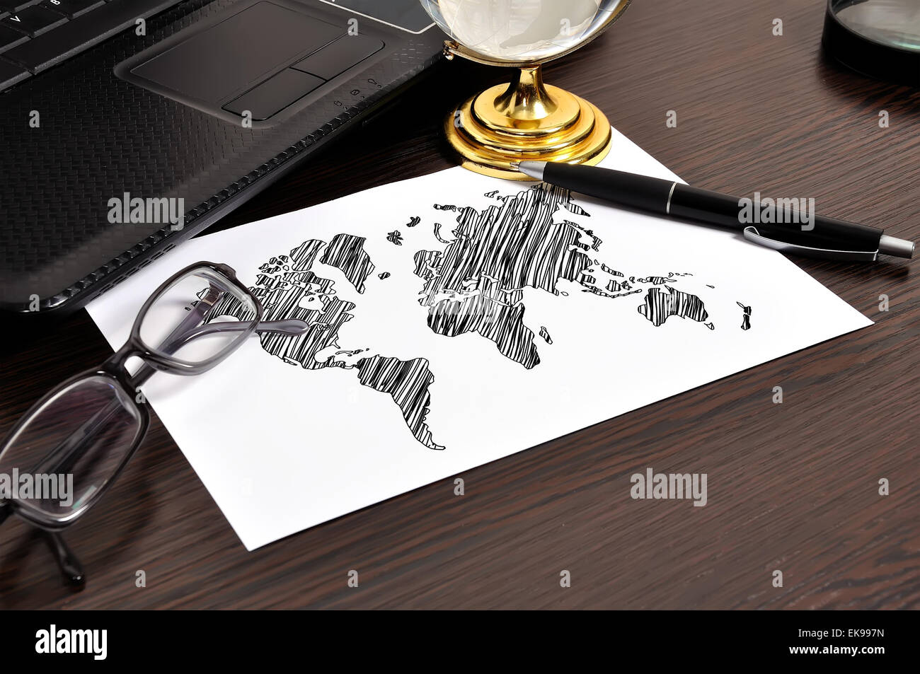 drawing world map Stock Photo - Alamy
