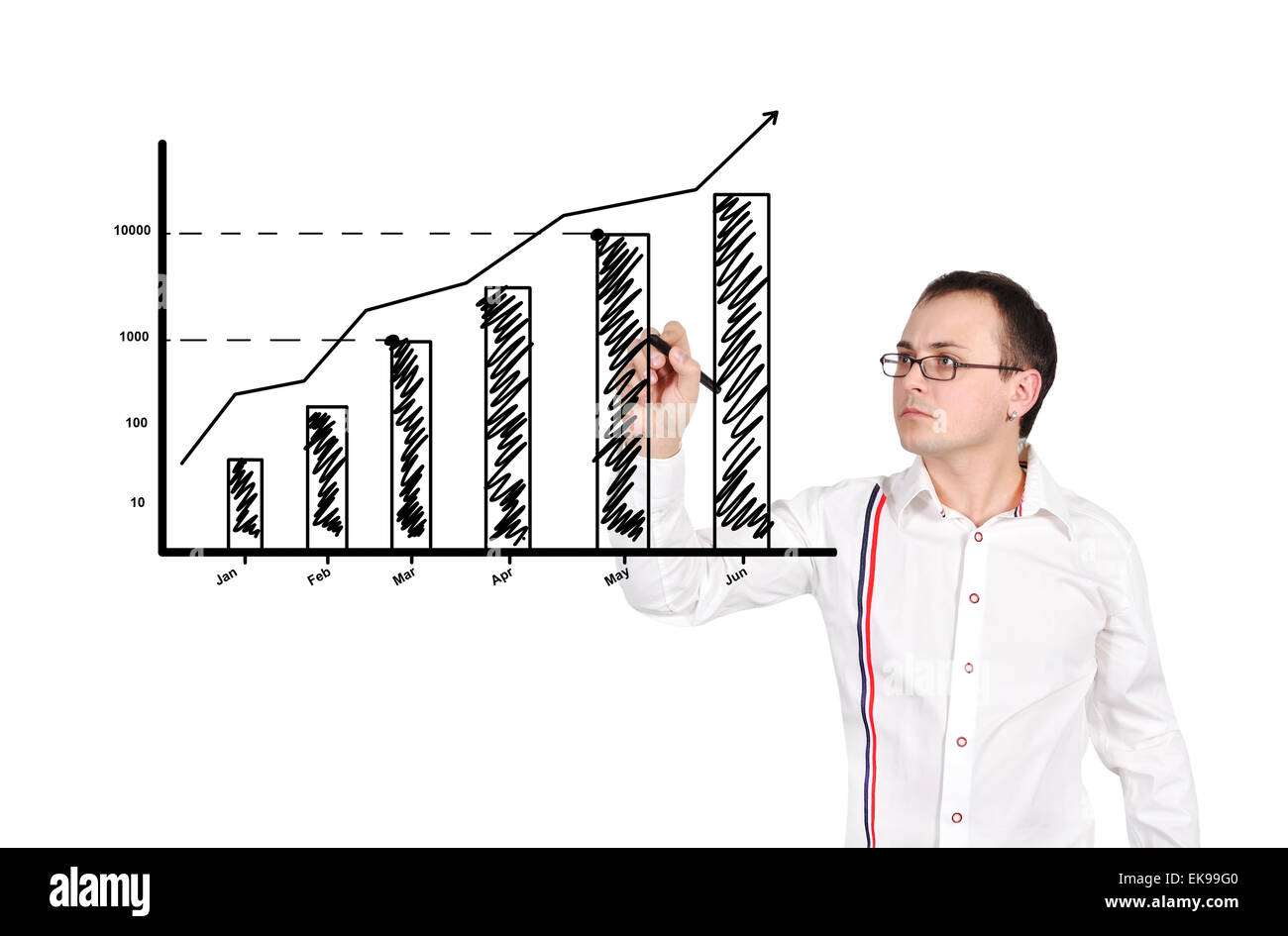 man drawing chart Stock Photo - Alamy