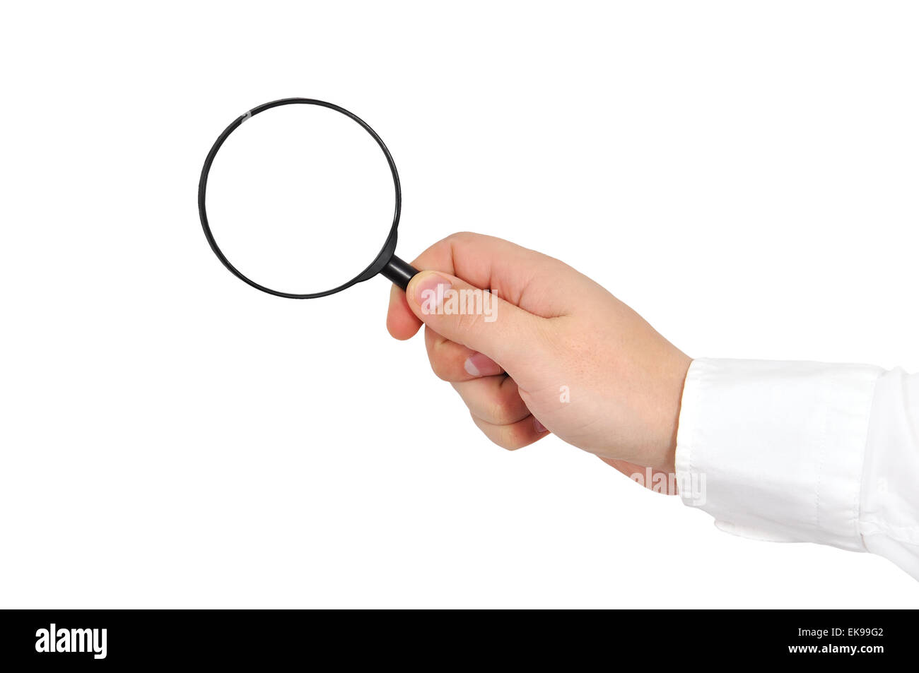 Magnifying in hand Stock Photo - Alamy