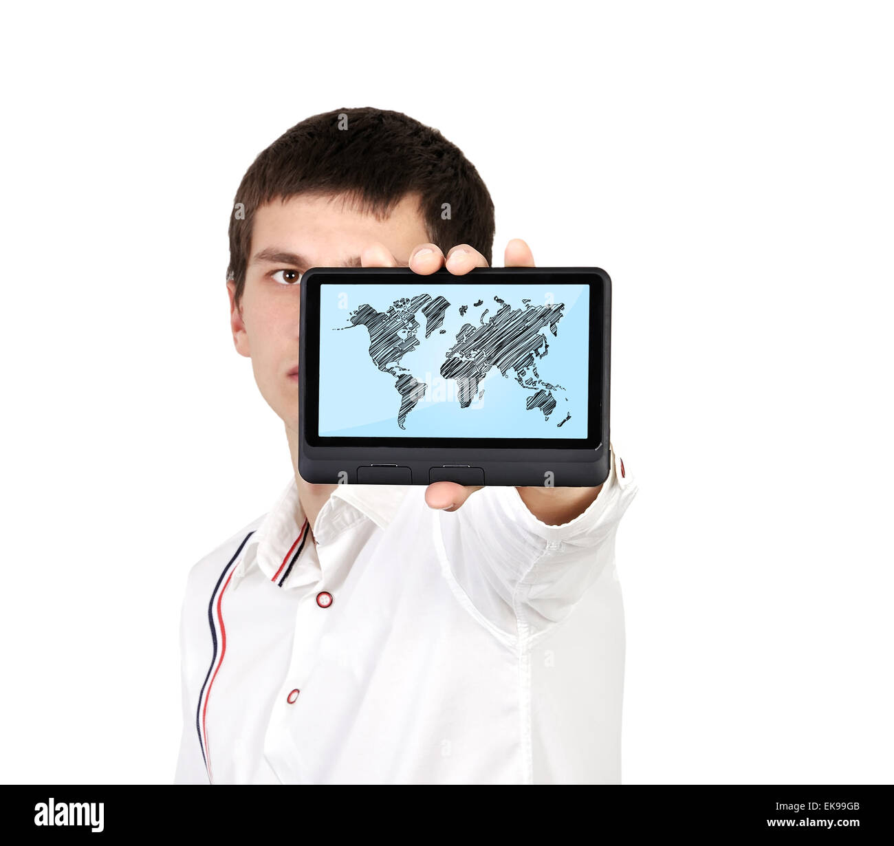 tablet with world map Stock Photo - Alamy