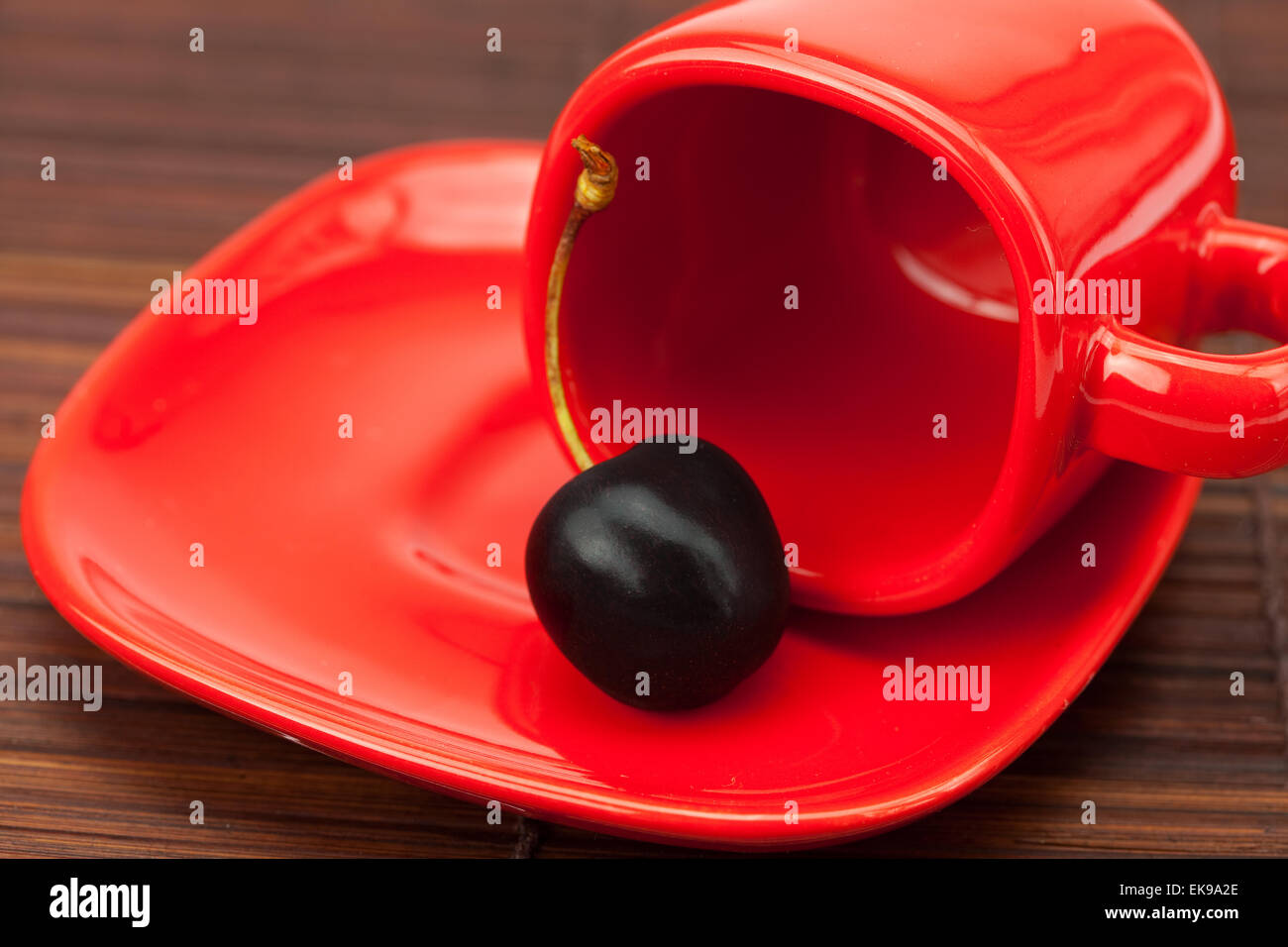 Cherry cup on bamboo hi-res stock photography and images - Alamy