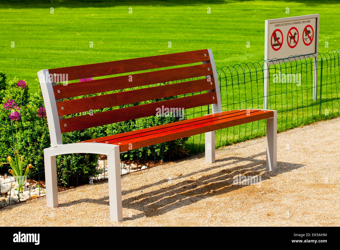 lonely bench in the park Stock Photo - Alamy