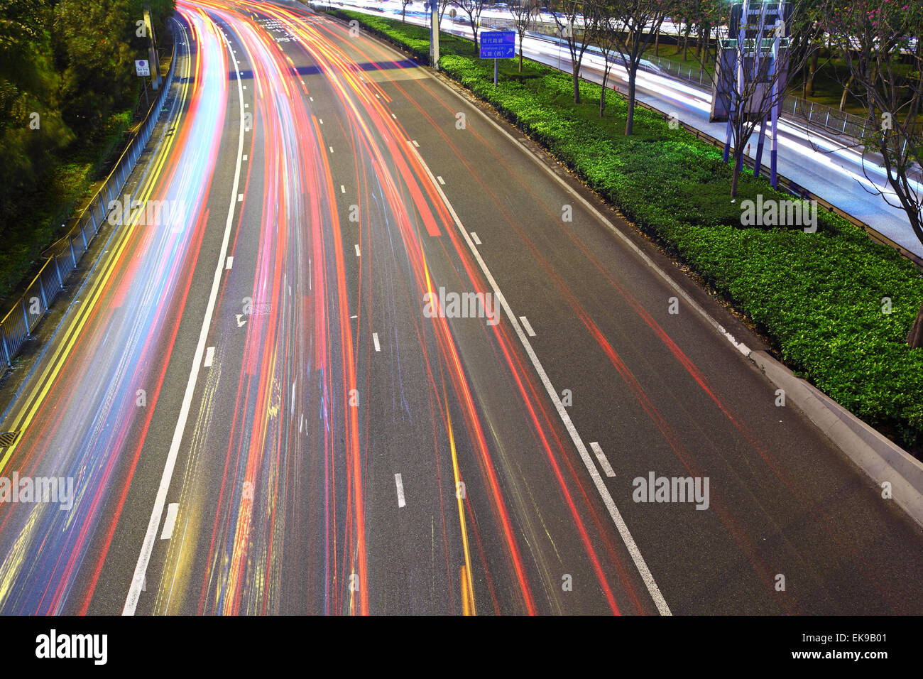 light trails on highway Stock Photo - Alamy
