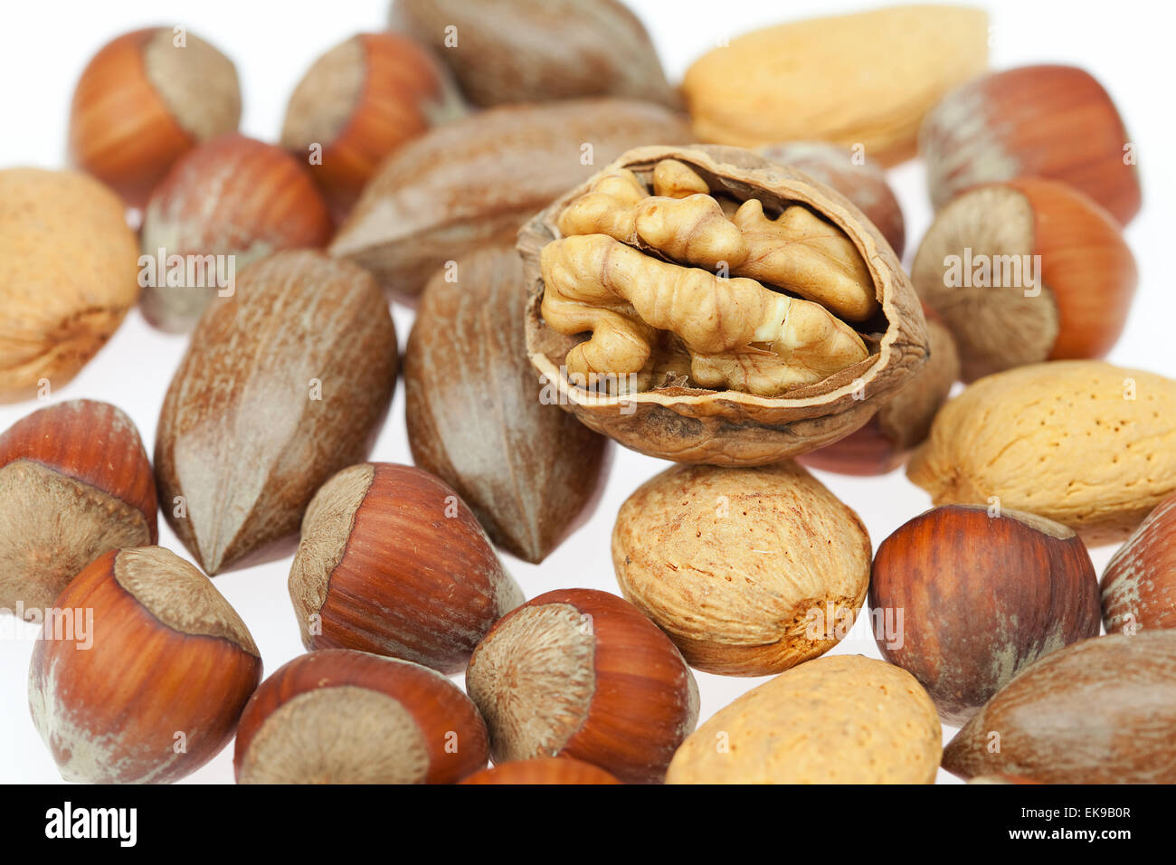 background of various kinds of nuts Stock Photo - Alamy