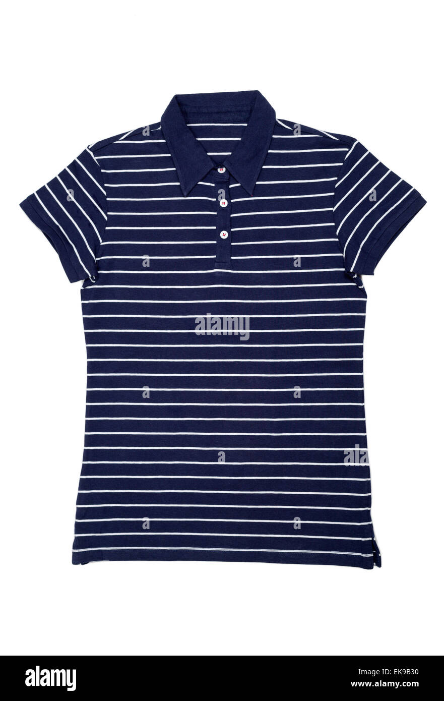 Fashionable blue striped polo shirt. Isolate on white background Stock ...