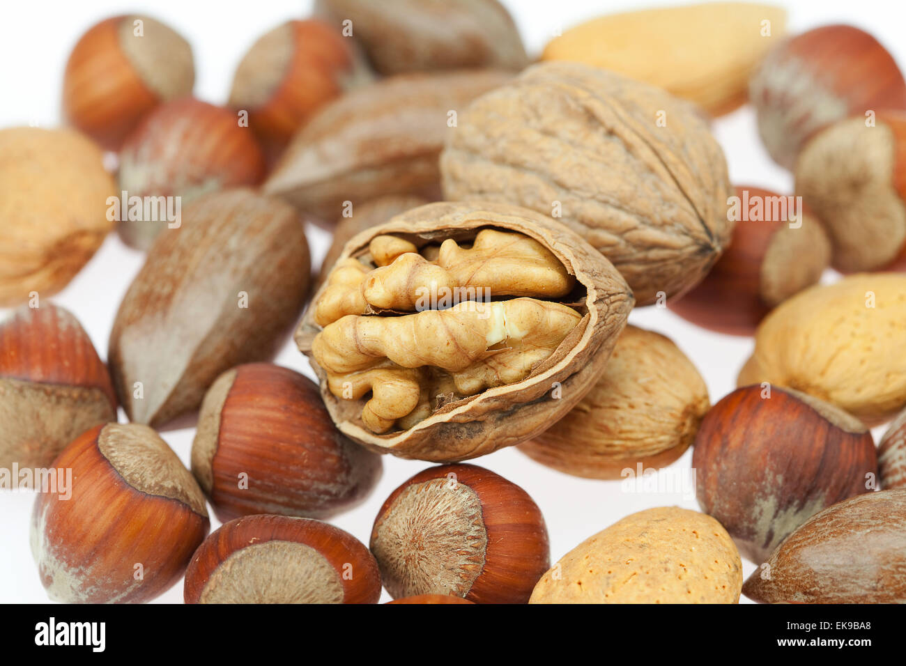 background of various kinds of nuts Stock Photo - Alamy