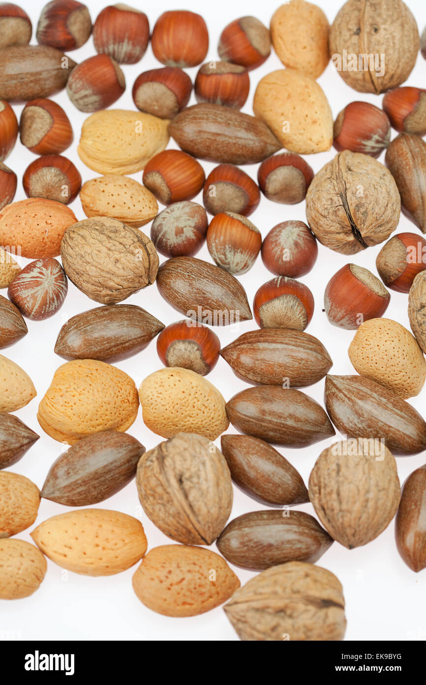 background of various kinds of nuts Stock Photo - Alamy