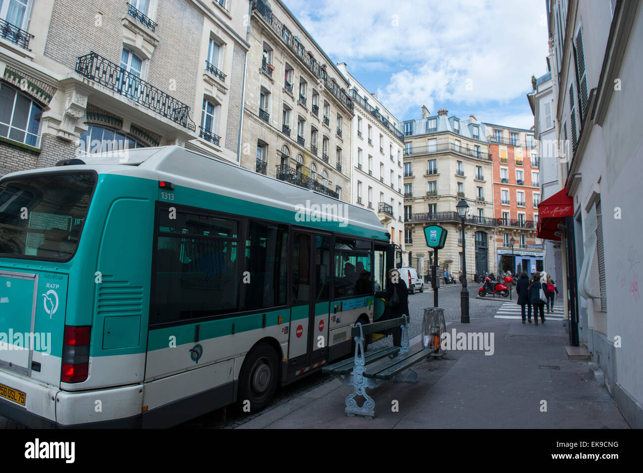 A bus on Rue Lepic in Montmartre, Paris France EU Stock Photo - Alamy