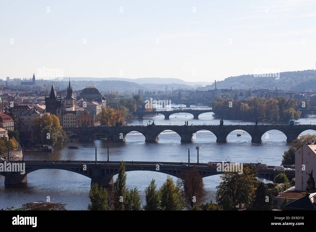 background of the bridges of Prague Stock Photo - Alamy