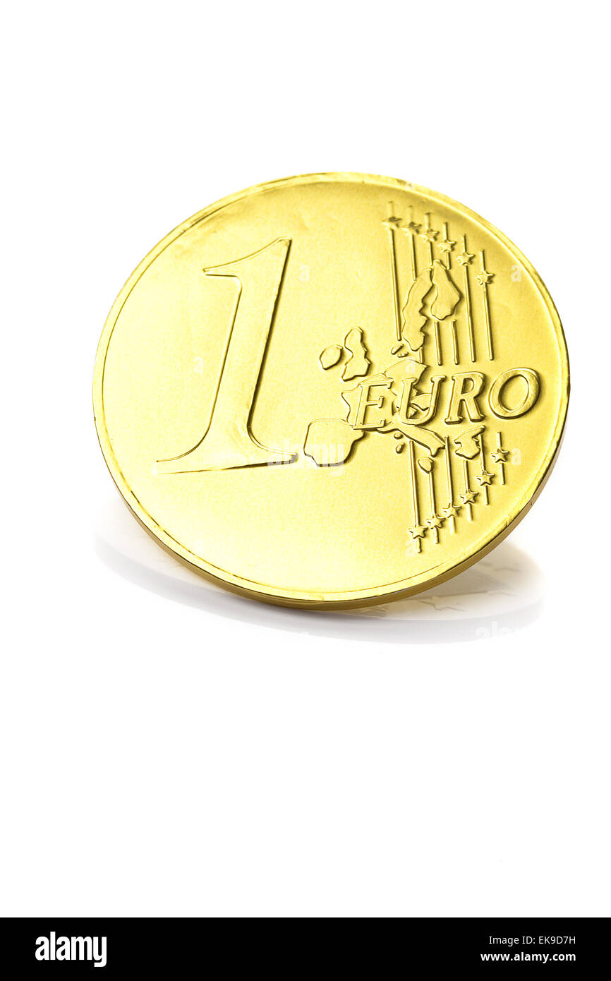 gold coin one euro isolated on white Stock Photo - Alamy