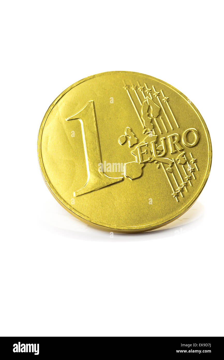 gold coin one euro isolated on white Stock Photo - Alamy