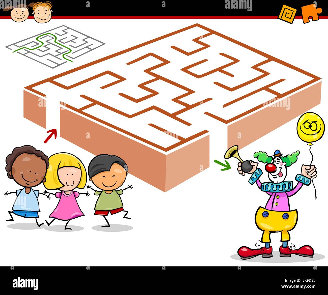 Cartoon Illustration of Education Maze or Labyrinth Game for Preschool ...