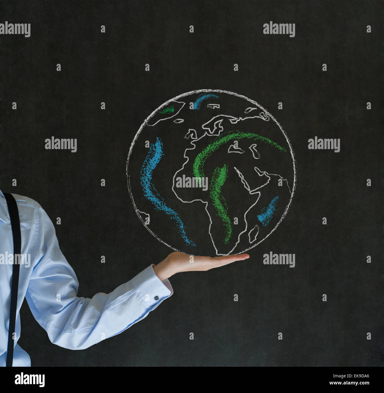 Man with world in the palm of your hand Stock Photo - Alamy