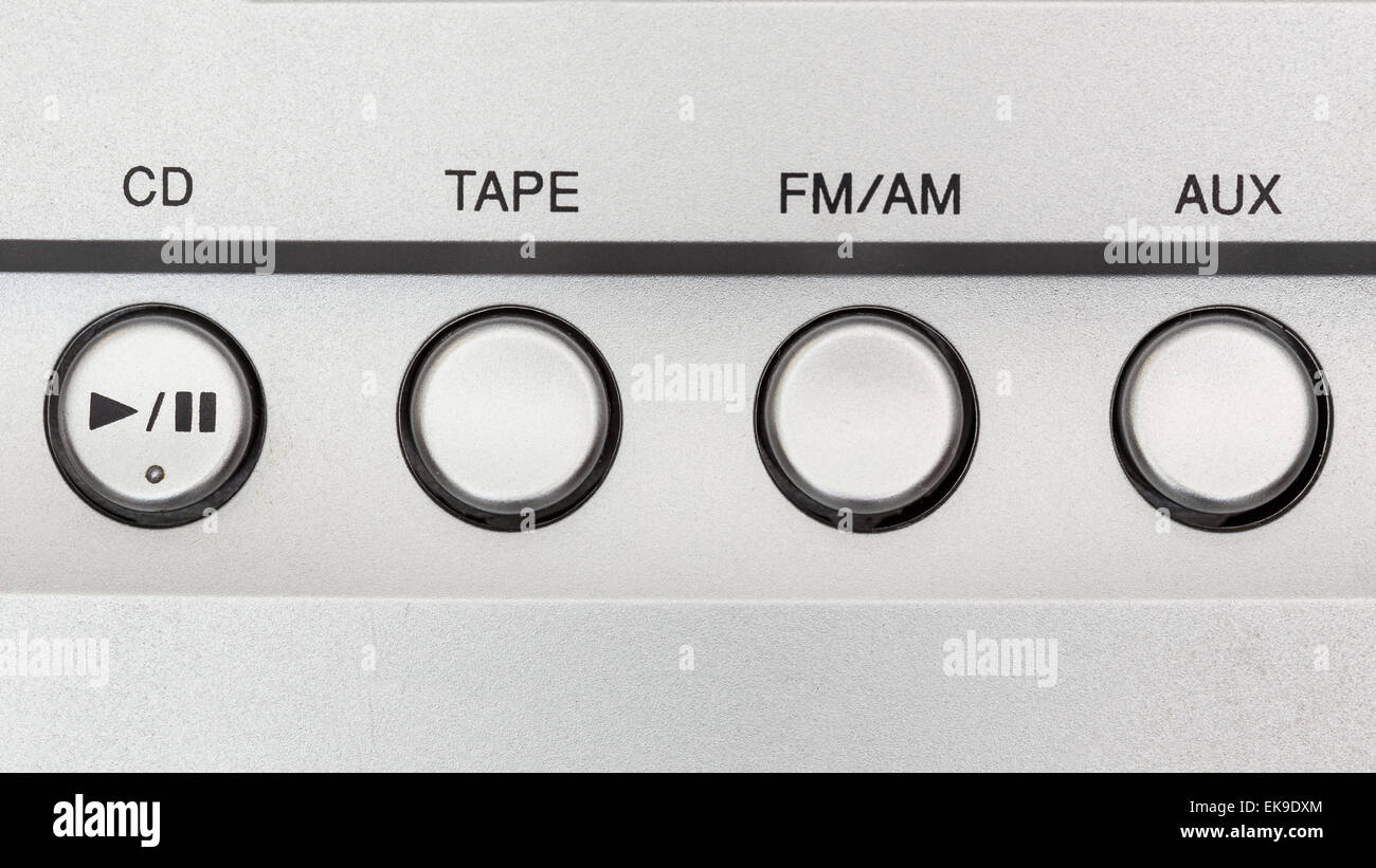 Close up control button on CD player Stock Photo - Alamy
