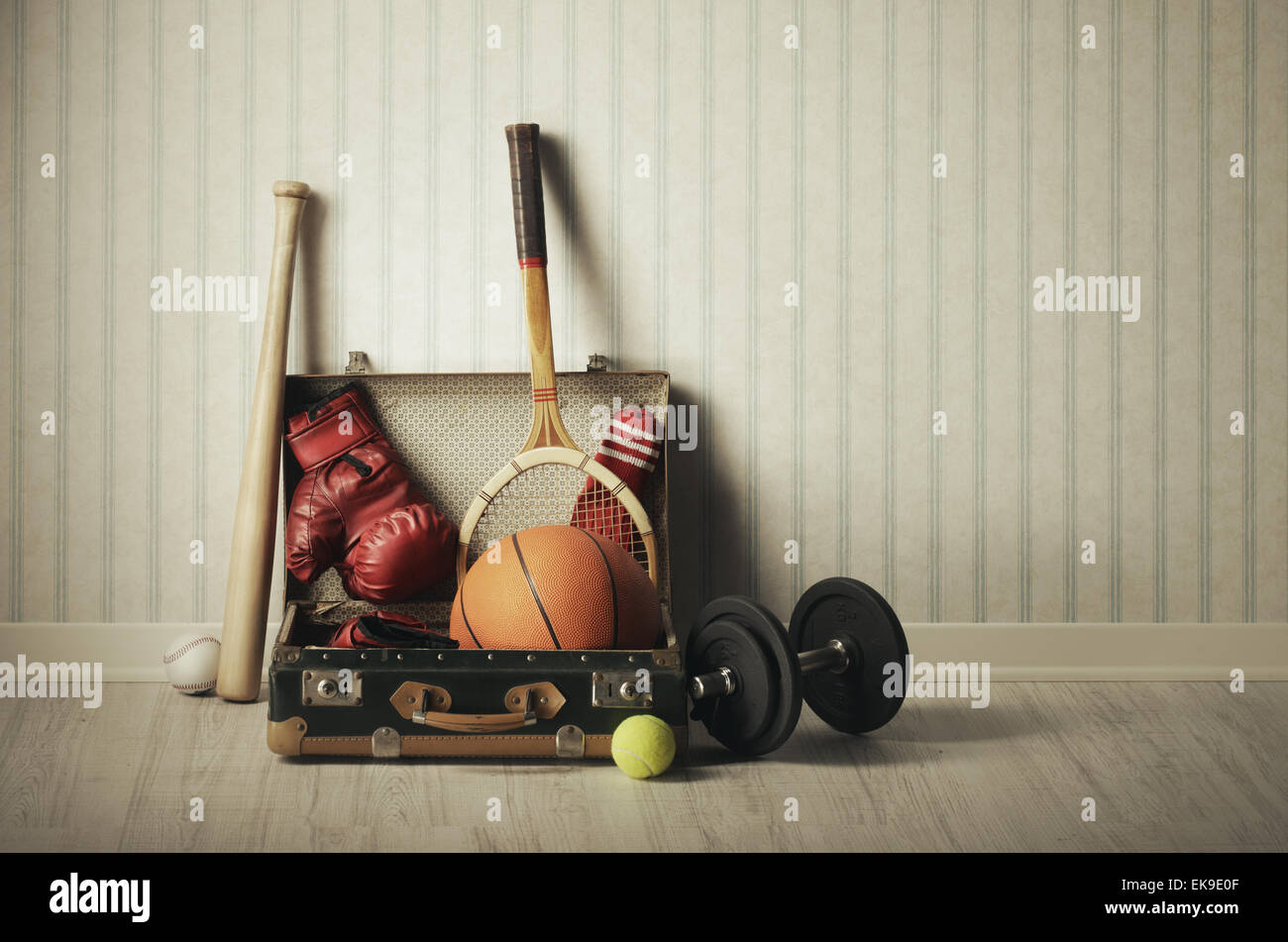 Vintage sports equipment hi-res stock photography and images - Alamy