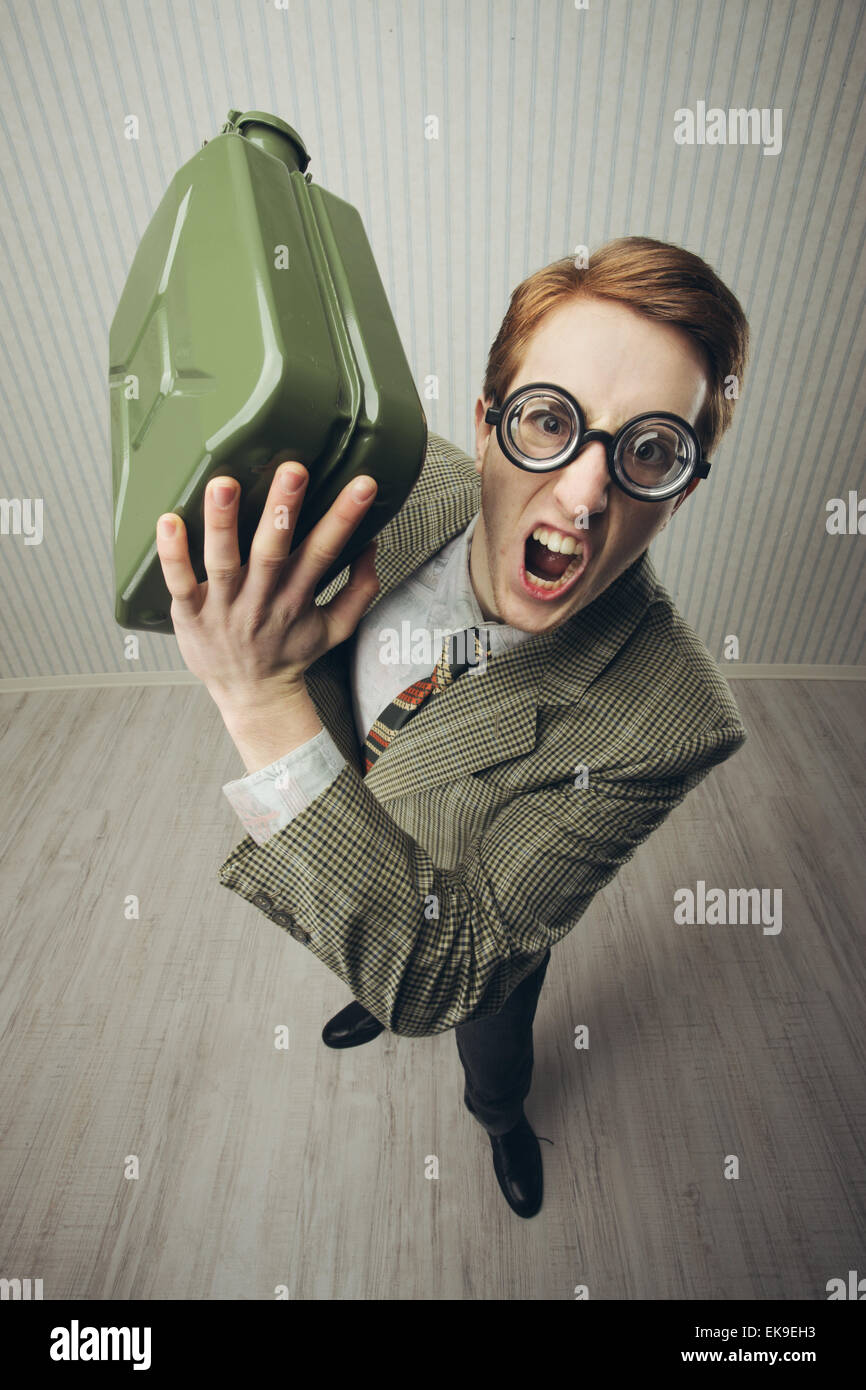 Nerd businessman shouting angry Stock Photo - Alamy