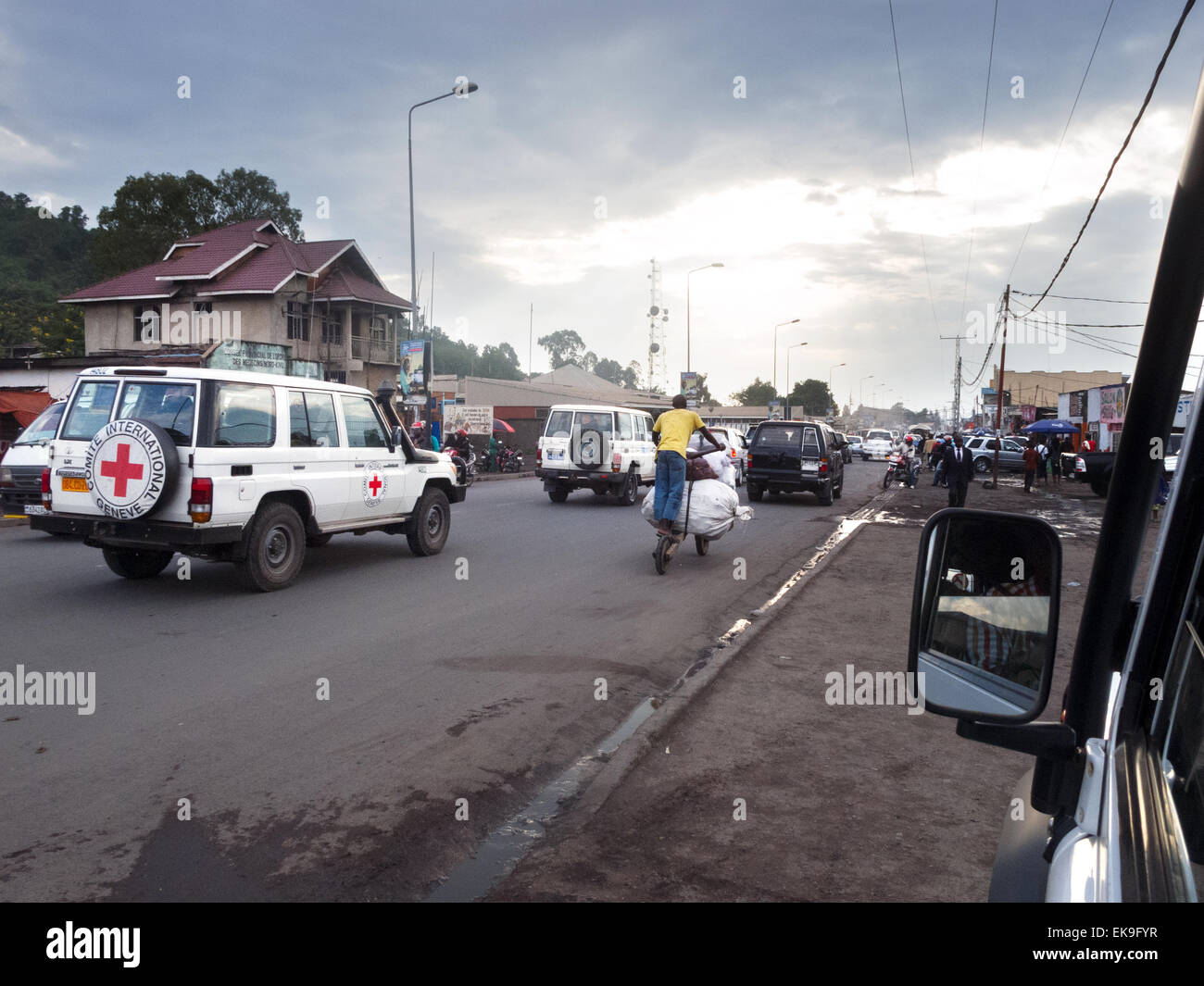 A Red Cross car on the road in Goma, North Kivu Province, Democratic ...