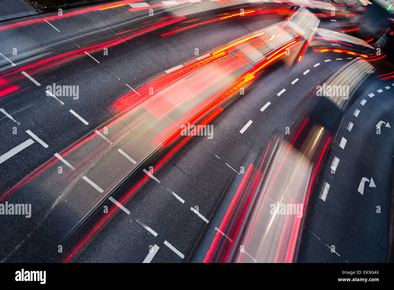 Motion blurred city road traffic (color toned image Stock Photo - Alamy