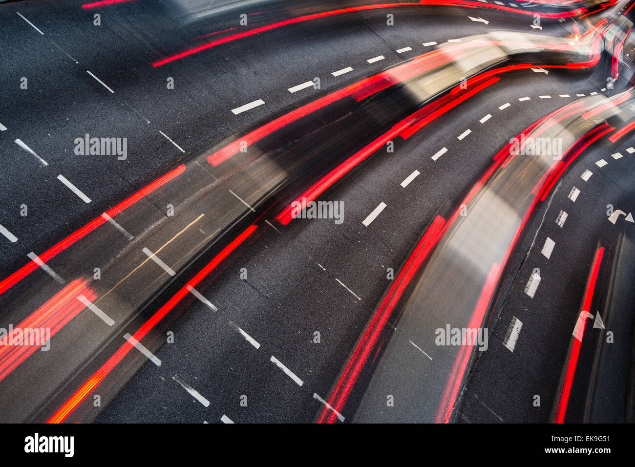 Motion blurred city road traffic (color toned image Stock Photo - Alamy